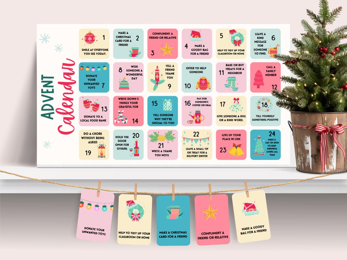 24 Editable Advent Activity Cards for Kids | Printable Advent Calendar ...