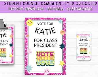 Simple Student Council Poster, Class President, School Campaign, Class ...