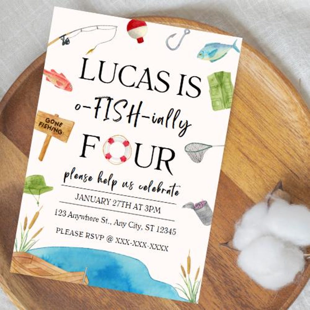Fishing Birthday Invitation Template - O-fish-ially 4 - Printable ...
