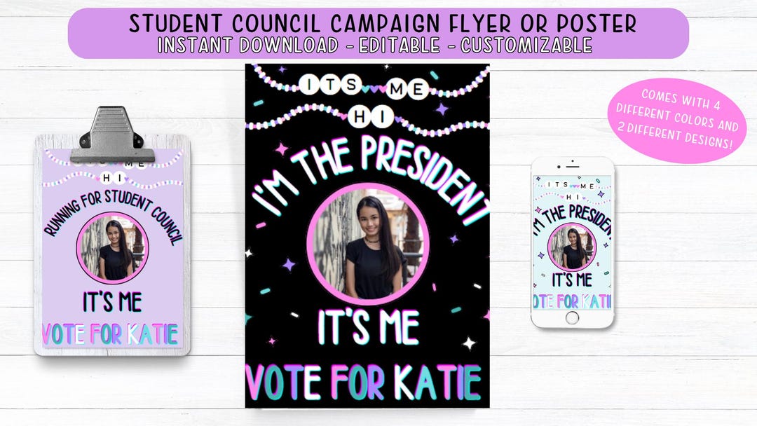 Its Me Hi Student Council, Class President, School Campaign Poster ...