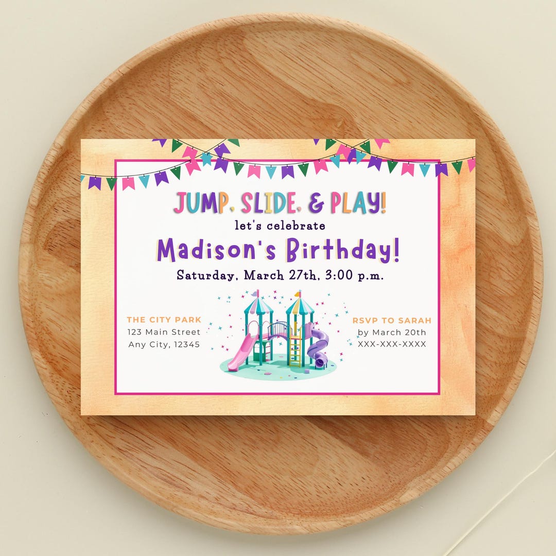 Editable Playground Party Invitation, Let's Play Birthday Invite ...