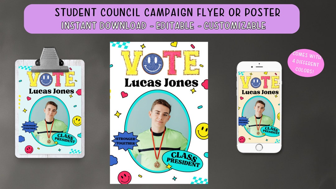 Simple Student Council Poster, Class President, School Campaign, Class ...