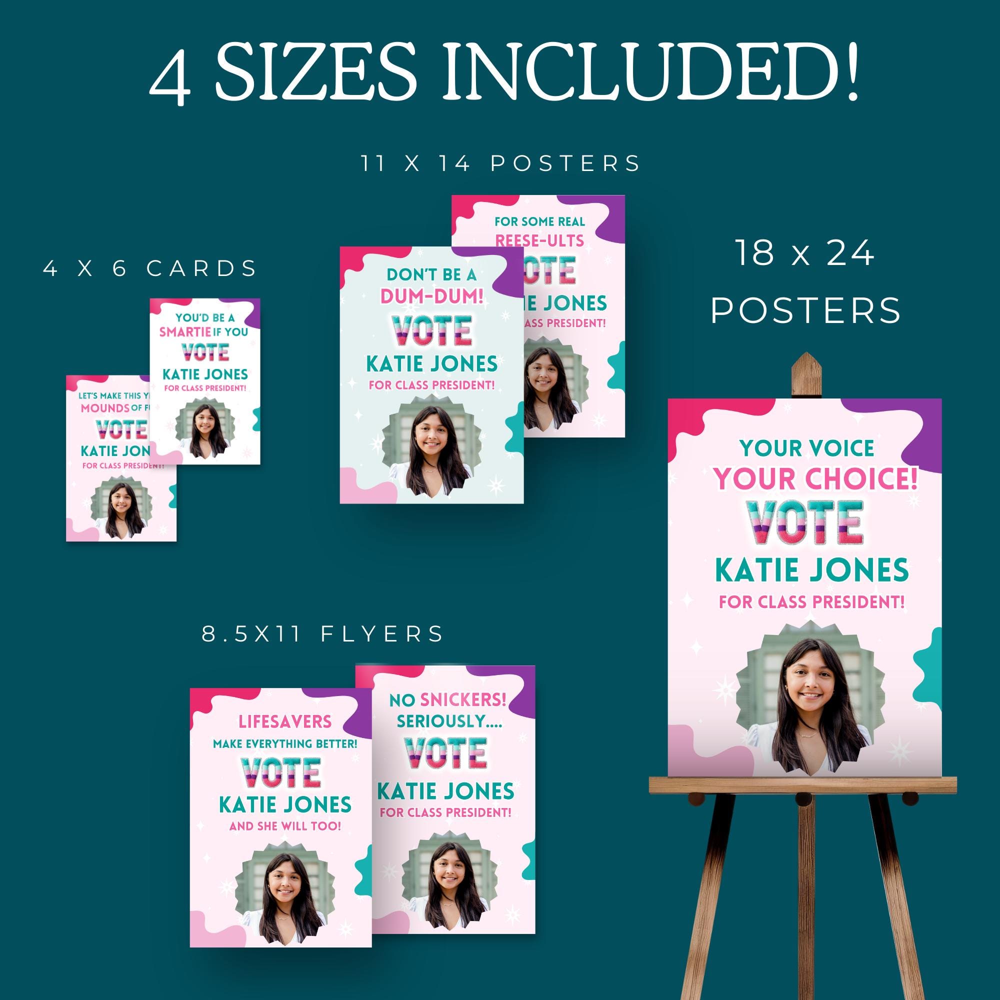 Editable Student Council Poster Girl, Class President Template, School ...