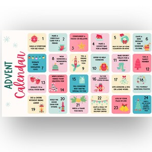 24 Editable Advent Activity Cards for Kids | Printable Advent Calendar ...