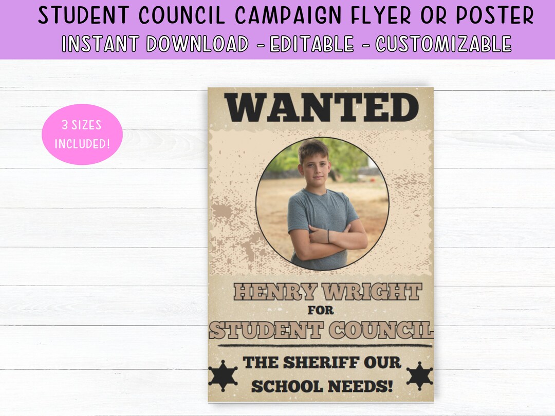 Student Council Campaign Flyer and Posters | Wanted: the Sheriff Our ...
