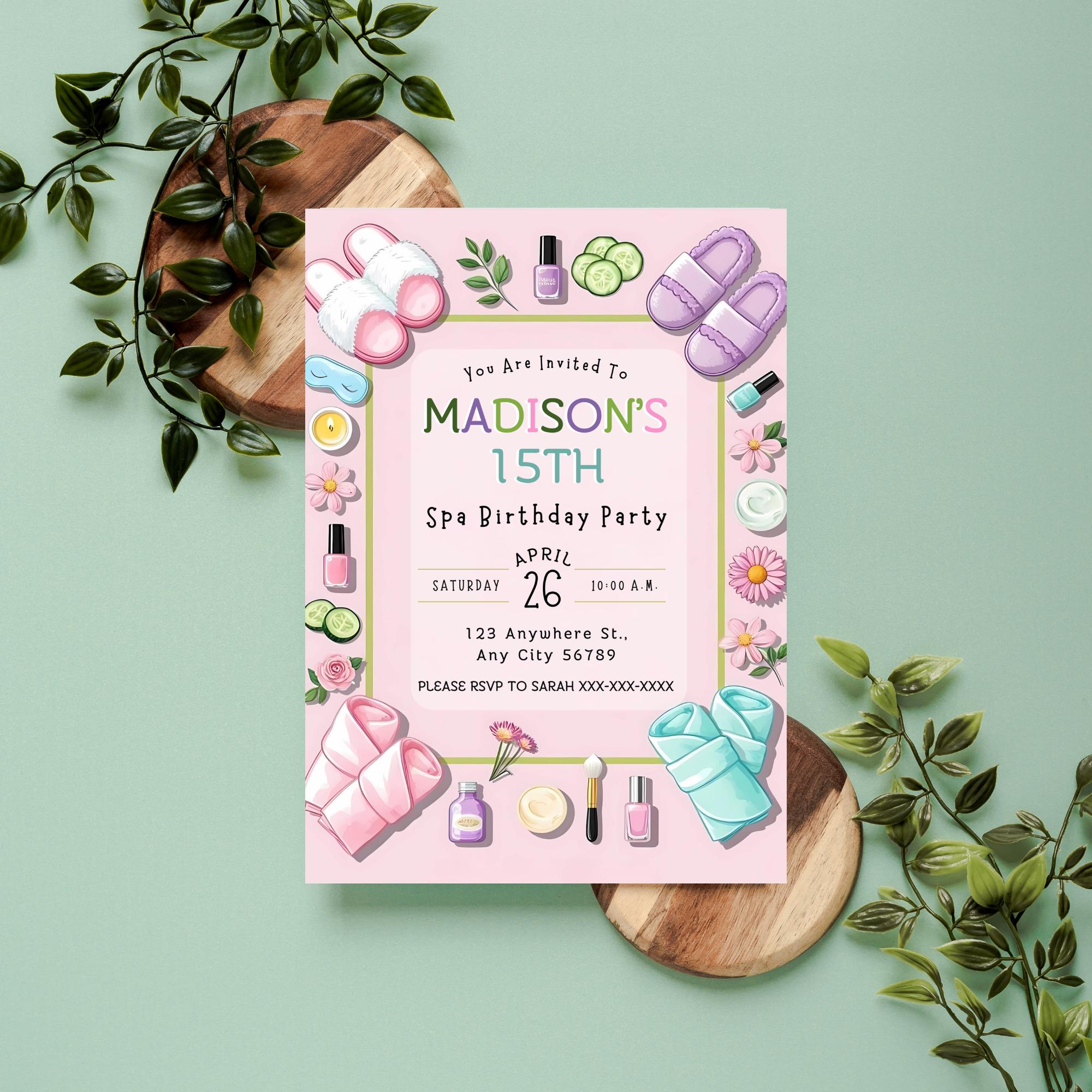 Editable Spa Birthday Invitation, Skincare Birthday Invite, Girls Night ...