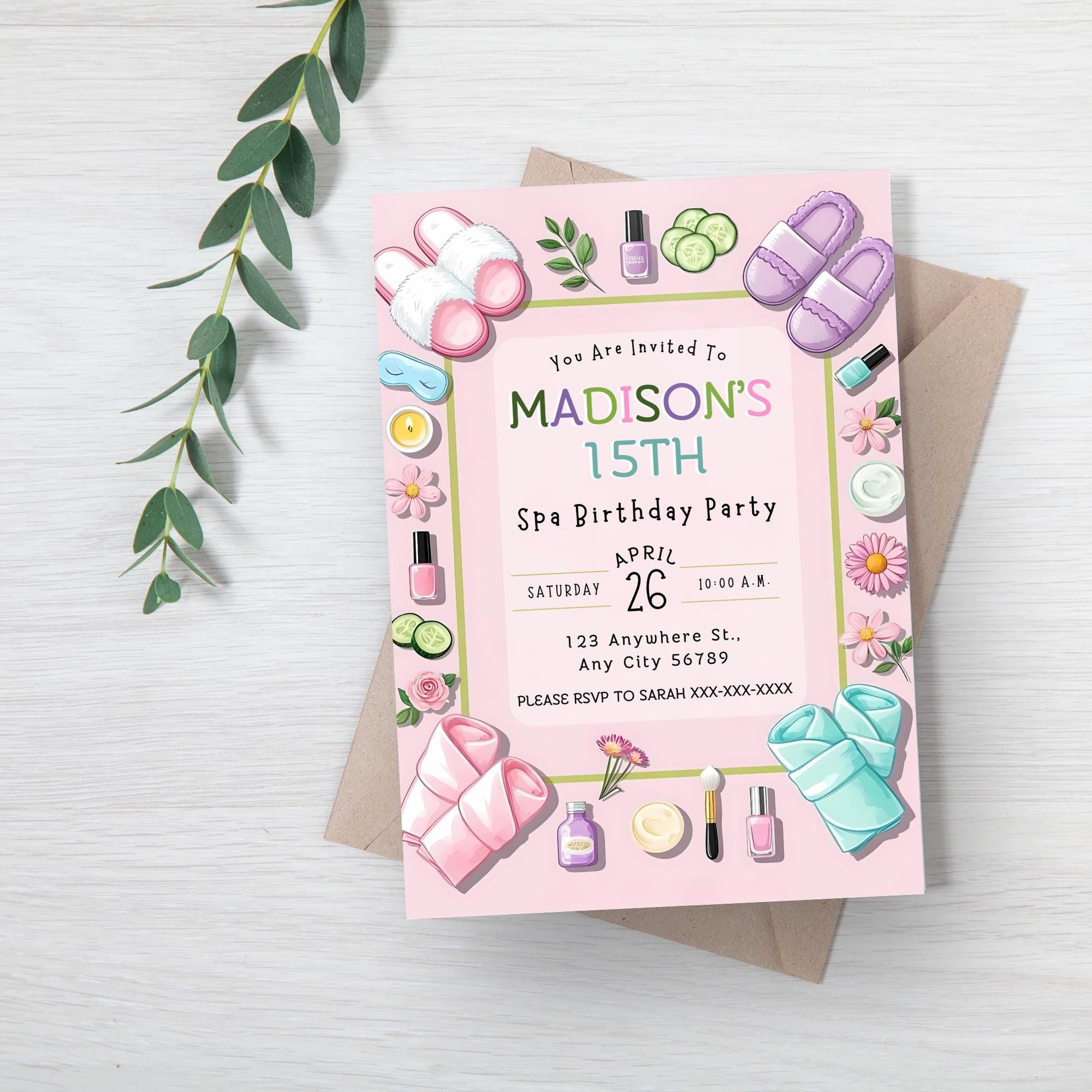Editable Spa Birthday Invitation, Skincare Birthday Invite, Girls Night ...