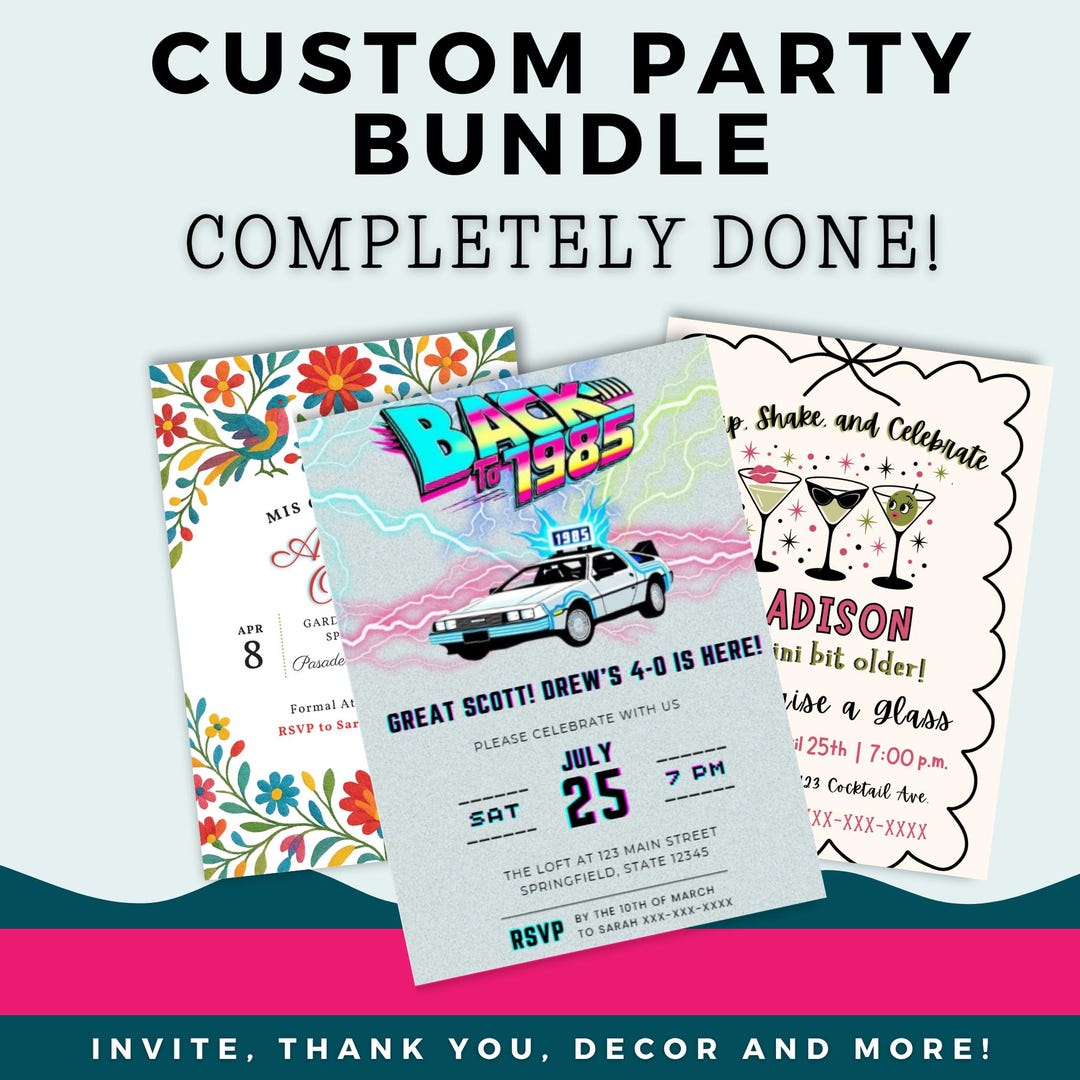 Custom Party Bundle, Full Personalized Party Kit, Printable Birthday ...