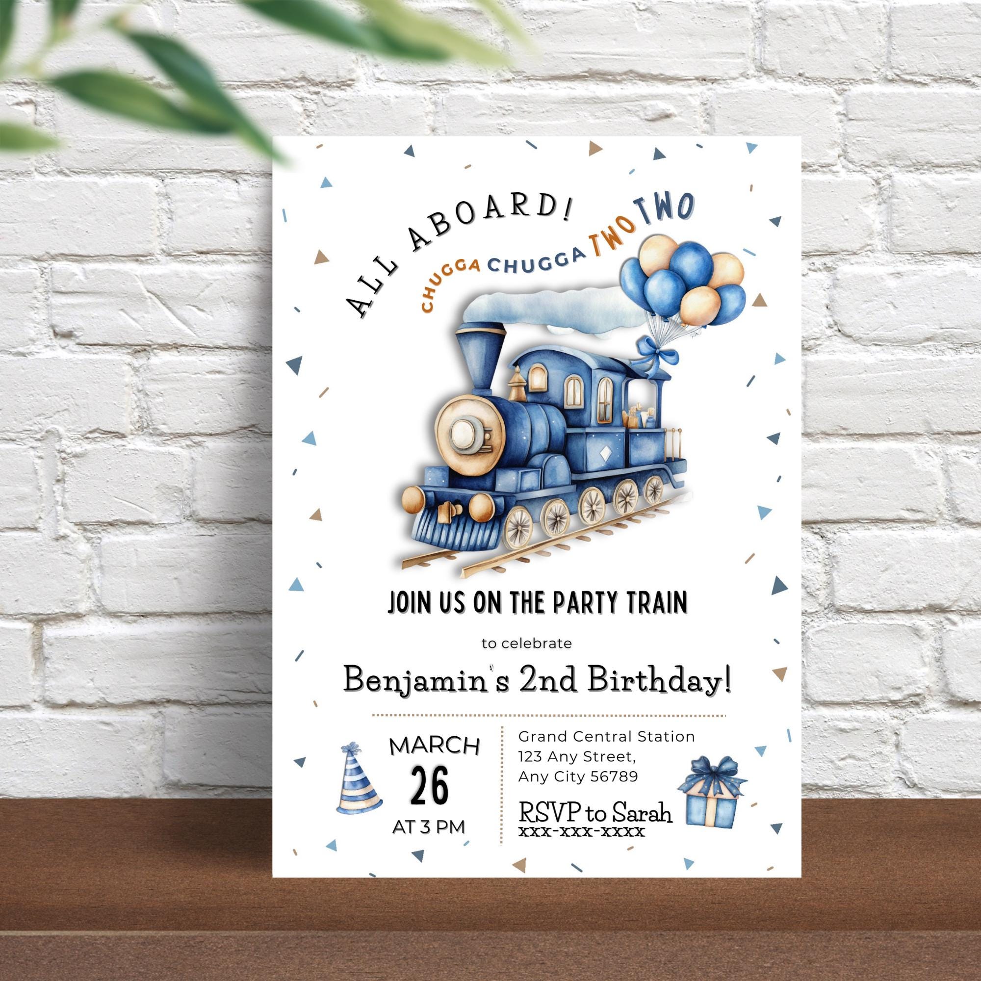 Editable Train Birthday Invitation Template, Chugga Chugga Two Two, 2nd ...