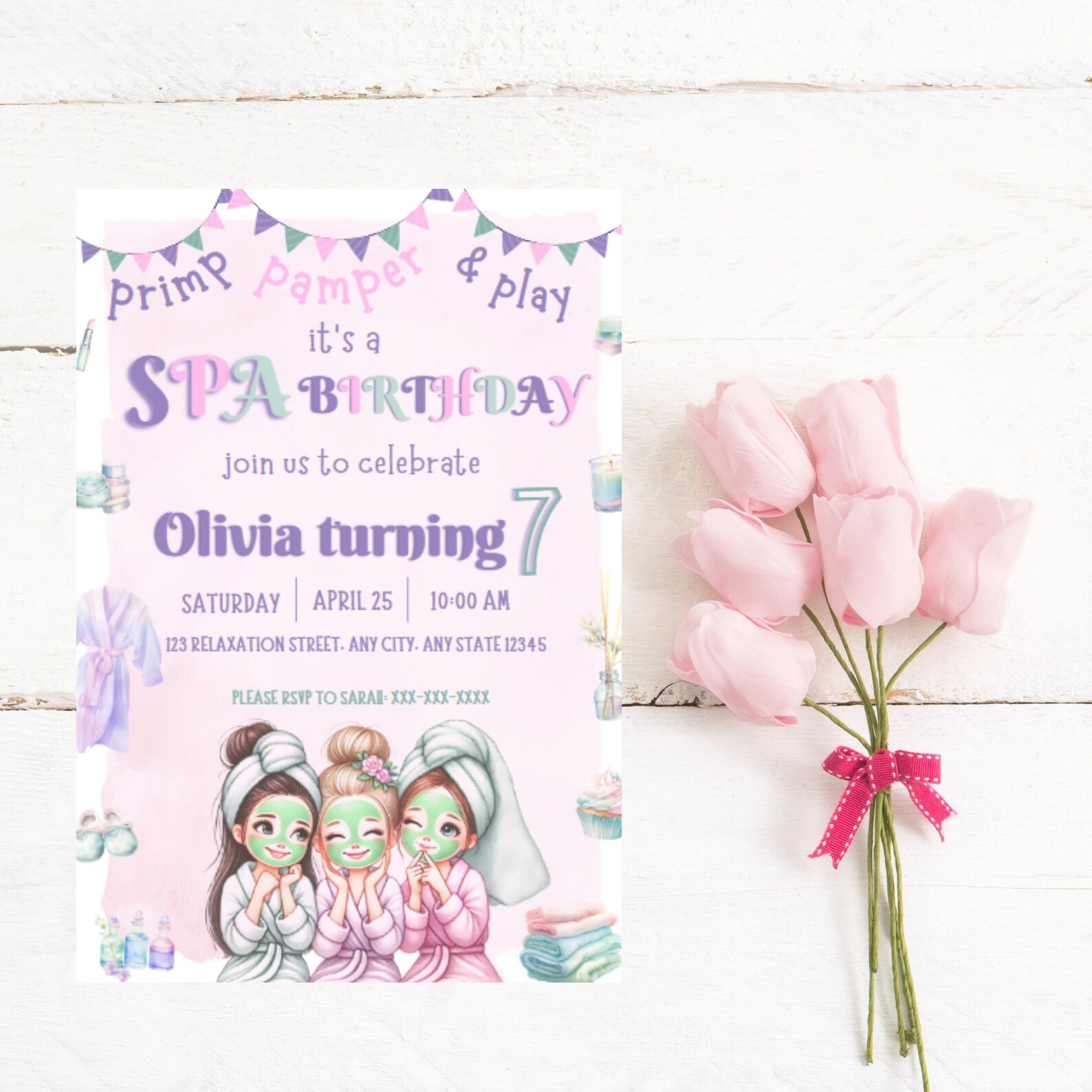 Spa Birthday Invitation, Skincare Birthday Invite, Girls Night, Spa ...