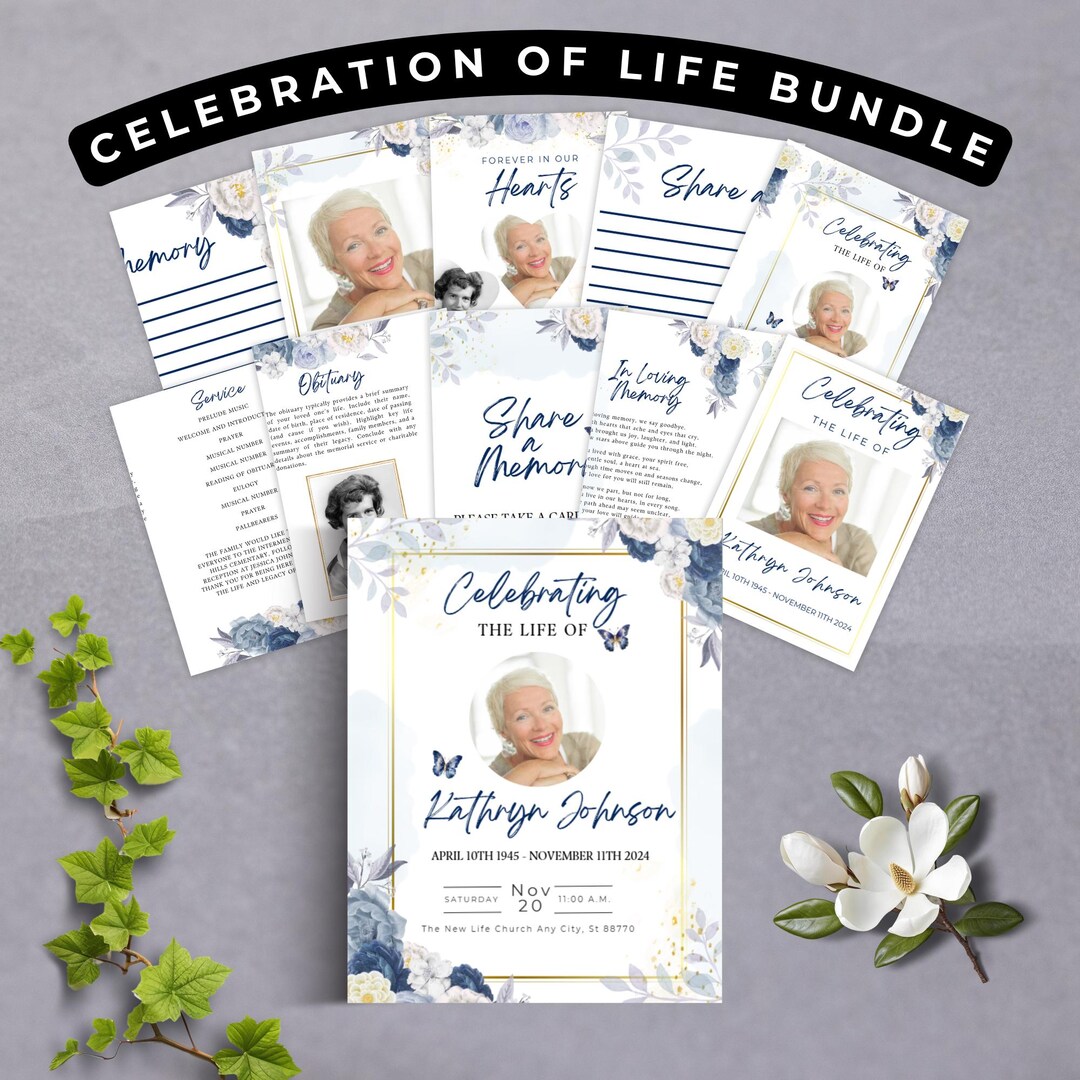 Editable Funeral Bundle Templates, Funeral Program Template, Memorial ...