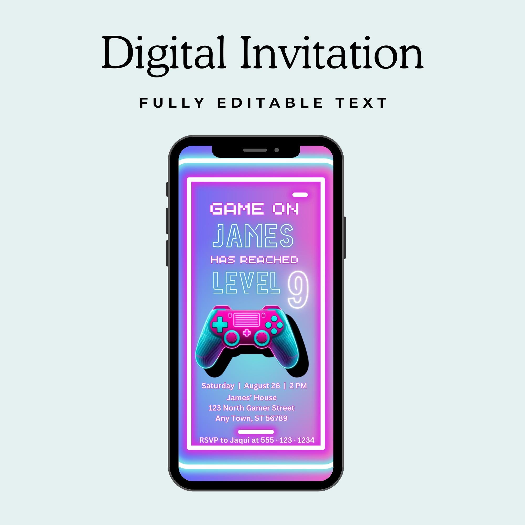 Editable Gamer Birthday Invitation Template, Personalized Video Game ...