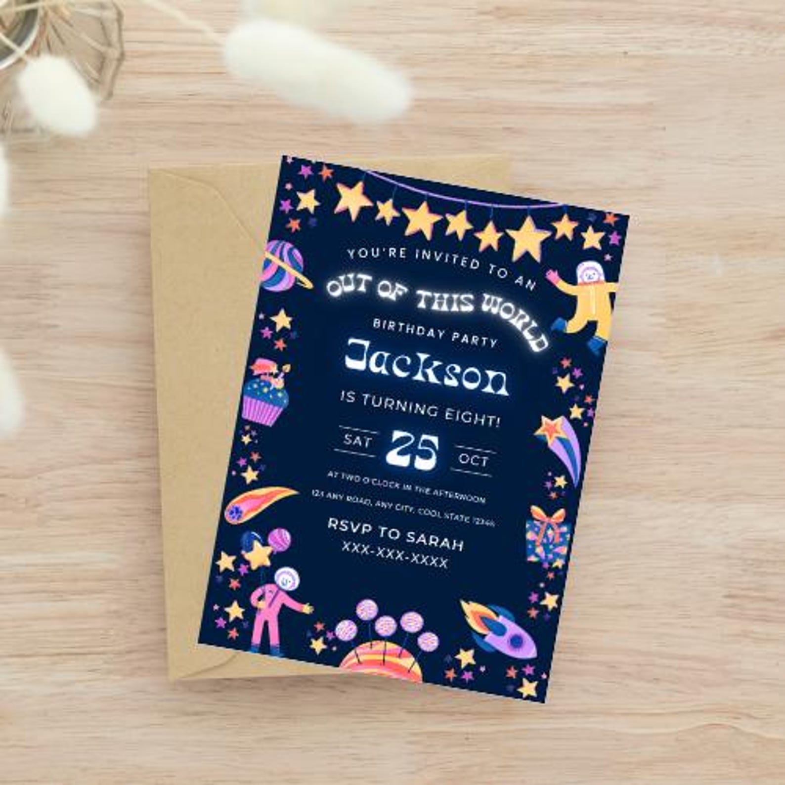 Editable Space Birthday Invitation Template, Space Party Invite ...