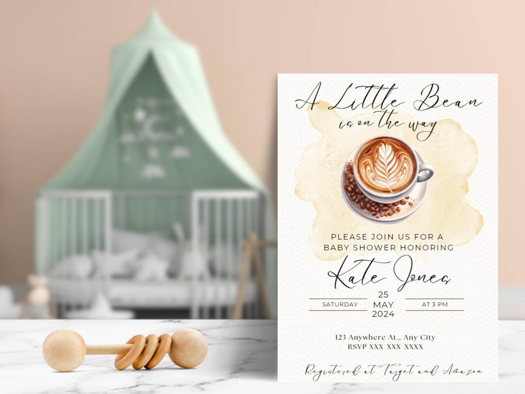 Editable Little Bean Baby Shower Invite, A Baby is Brewing Invitation ...