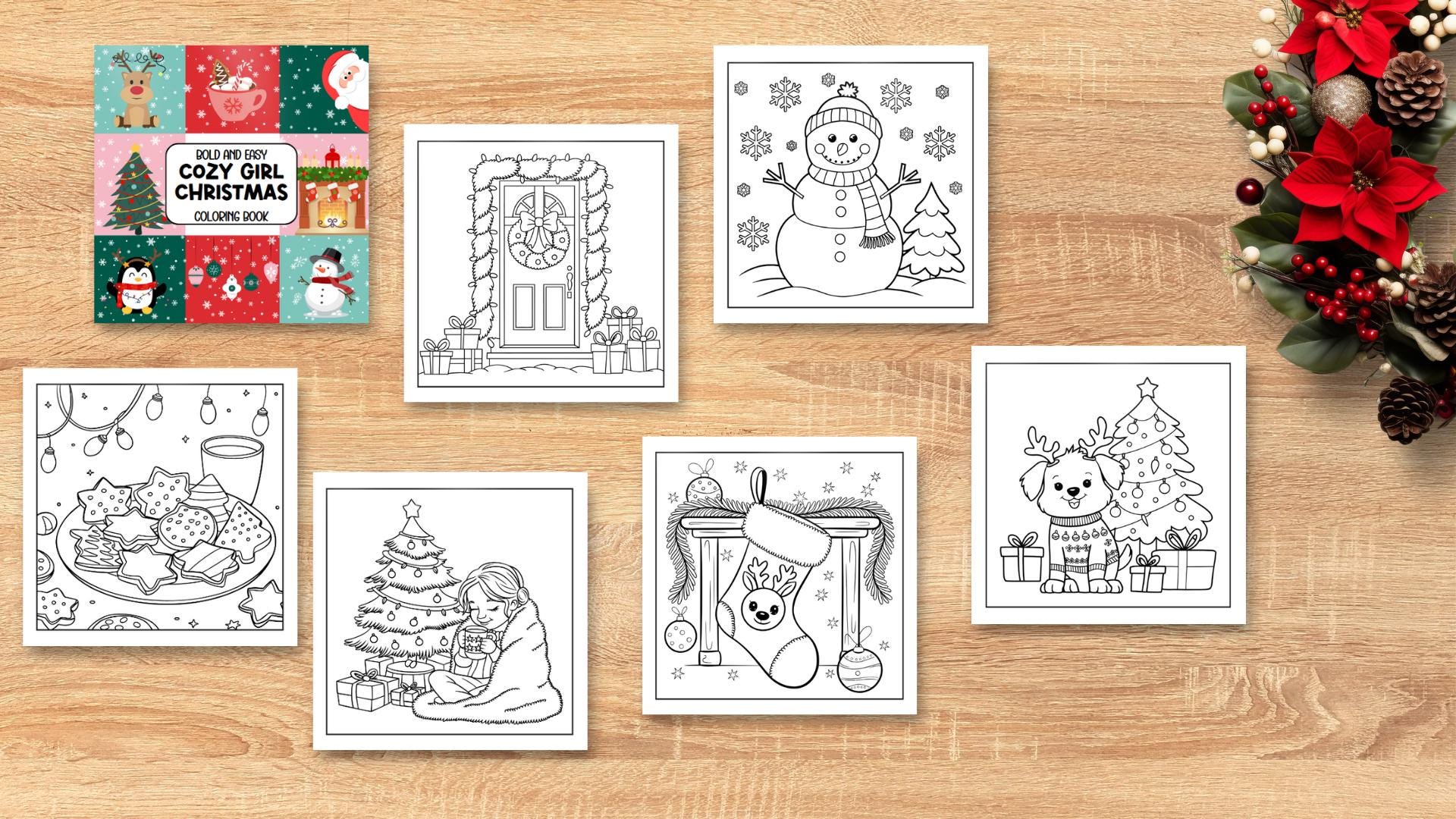 Christmas Coloring Pages | 72 Cute and Cozy Pages | Cozy Girl Holiday ...