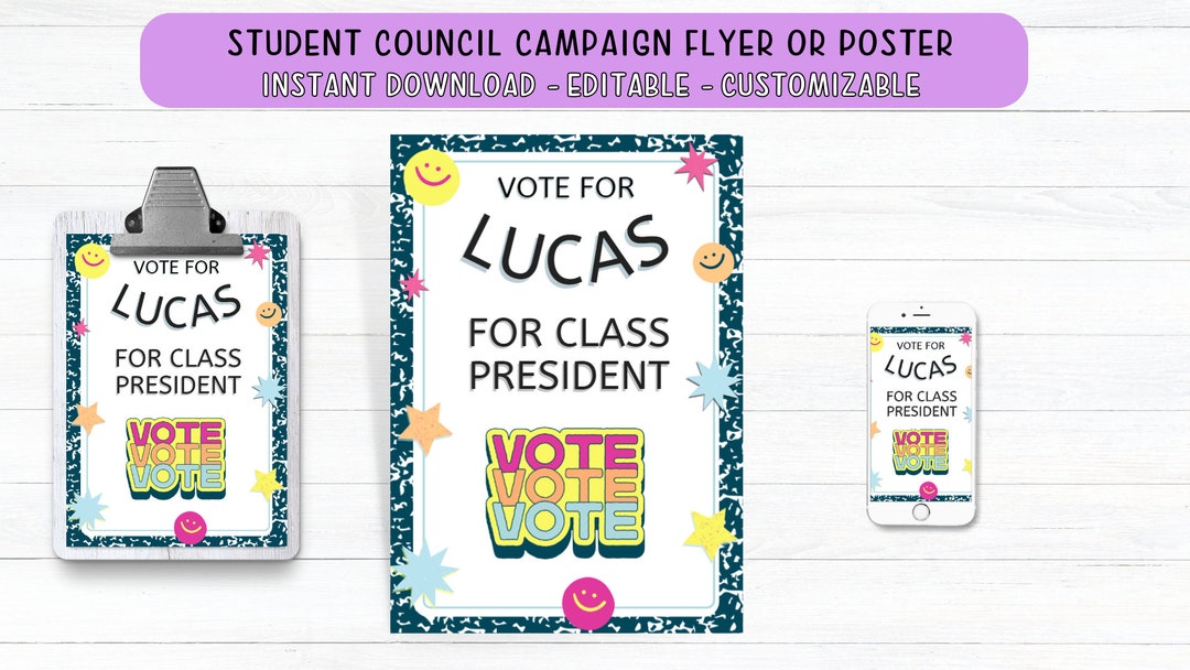 Simple Student Council Poster, Class President, School Campaign, Class ...