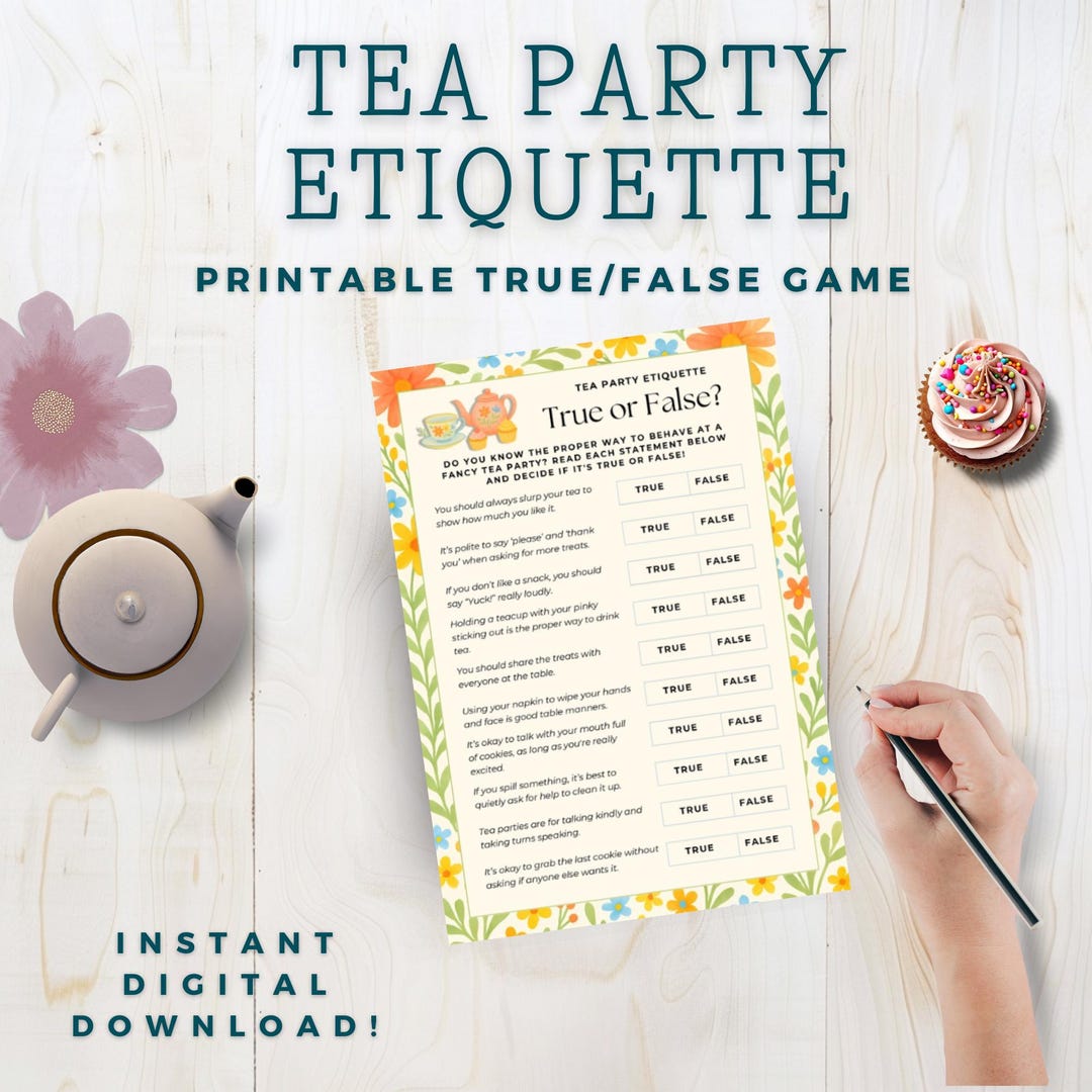 Tea Party Etiquette Game, Birthday Par Tea Games, Floral Tea Party ...