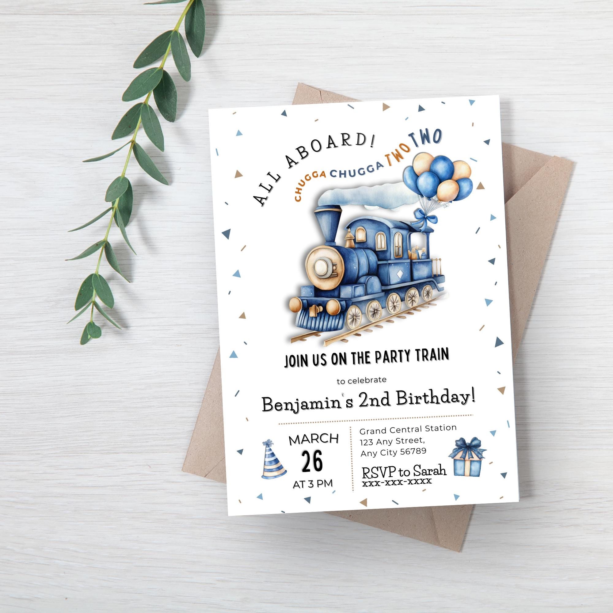 Editable Train Birthday Invitation Template, Chugga Chugga Two Two, 2nd ...
