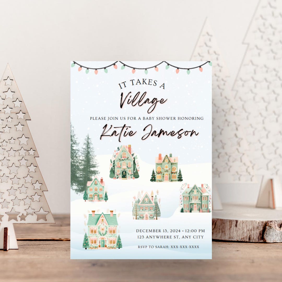 Christmas Baby Shower Invitation, It Takes a Village Baby Shower Invite ...