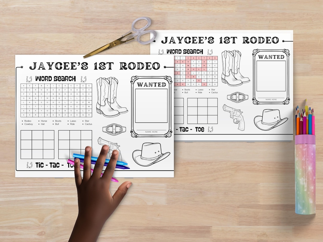 First Rodeo Birthday Coloring Page, Western Party Activity Printable ...