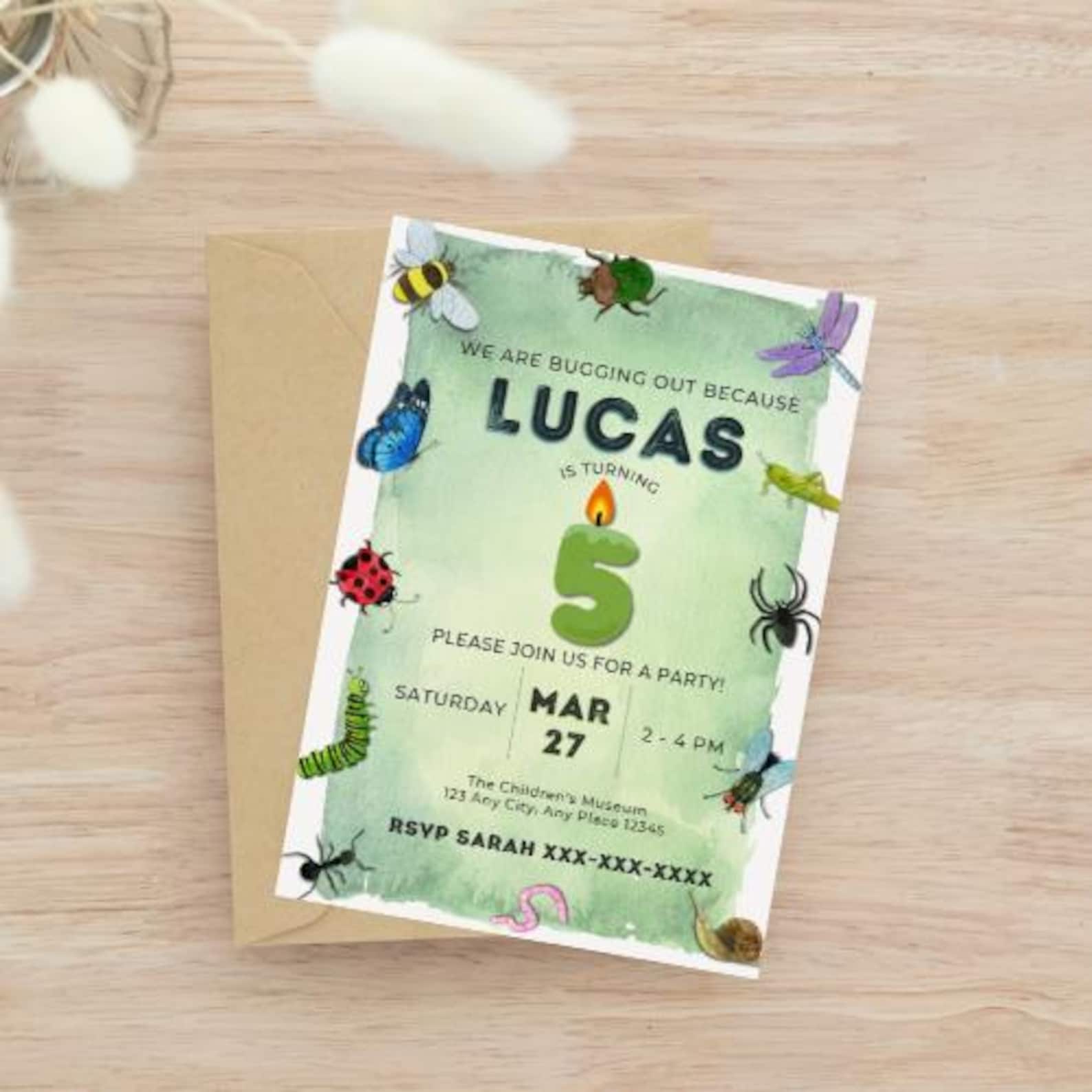 Bugs Birthday Invitation Template, Bugging Out, Printable Digital ...