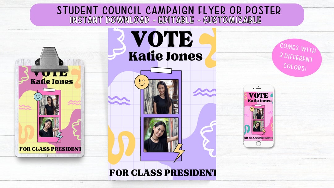 Simple Student Council Poster, Class President, School Campaign, Class ...