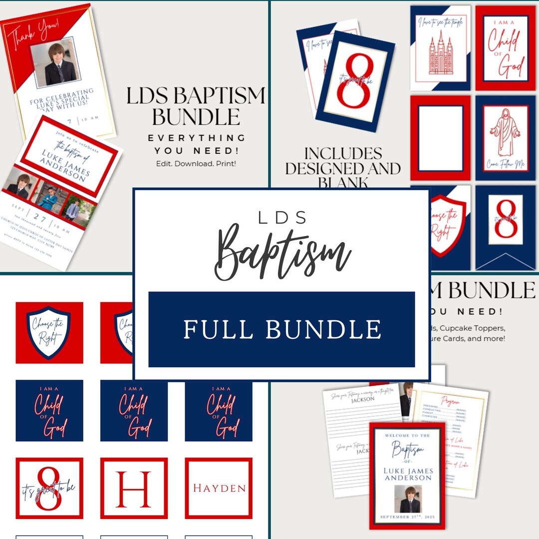 LDS Baptism Bundle, Program and Invitation, Banners, Come Follow Me ...