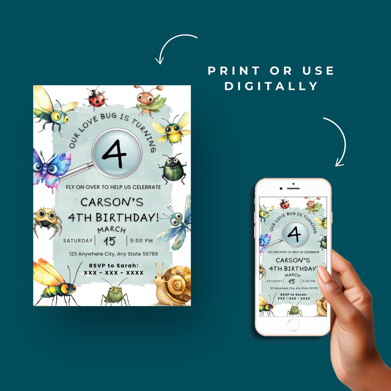 Editable Quirky Bugs Birthday Invitation Template, Bugging Out ...