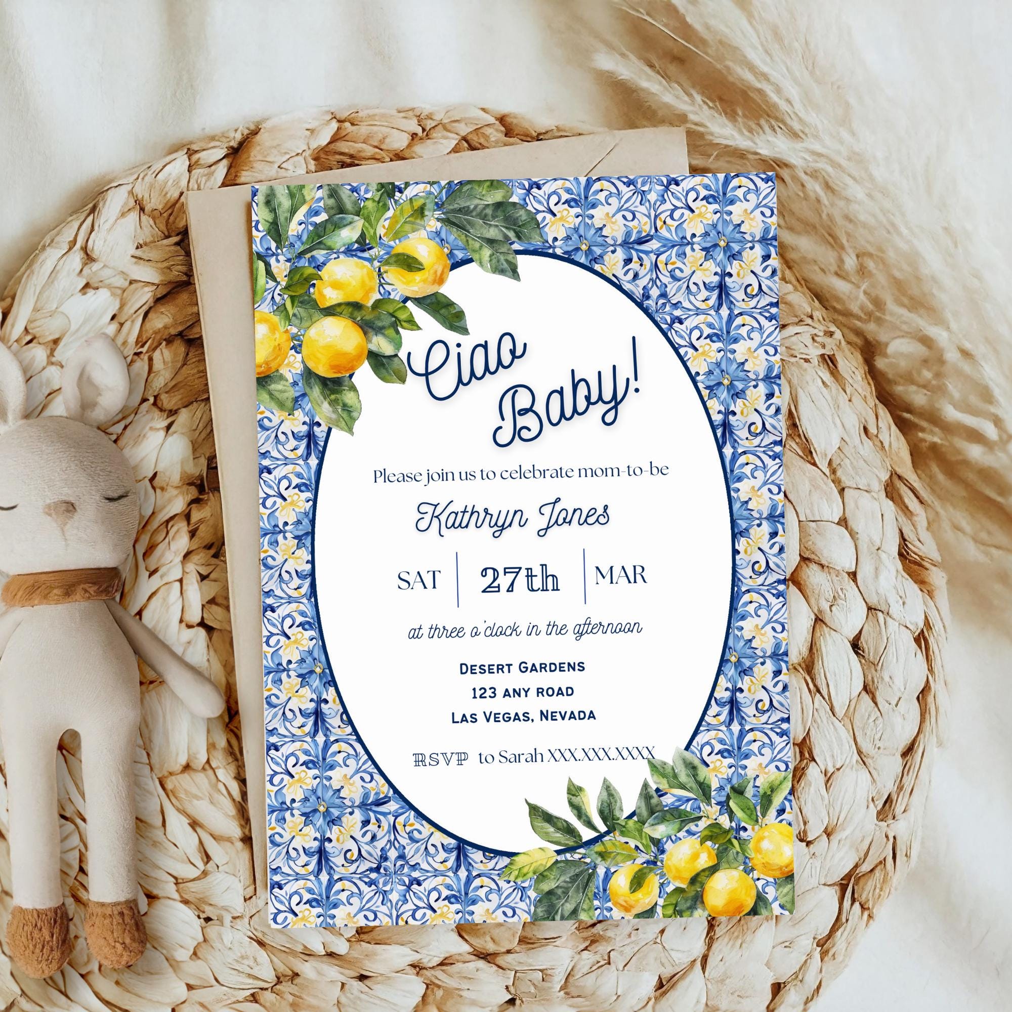 Editable Ciao Baby Baby Shower Invitation, INSTANT DOWNLOAD, PDF ...