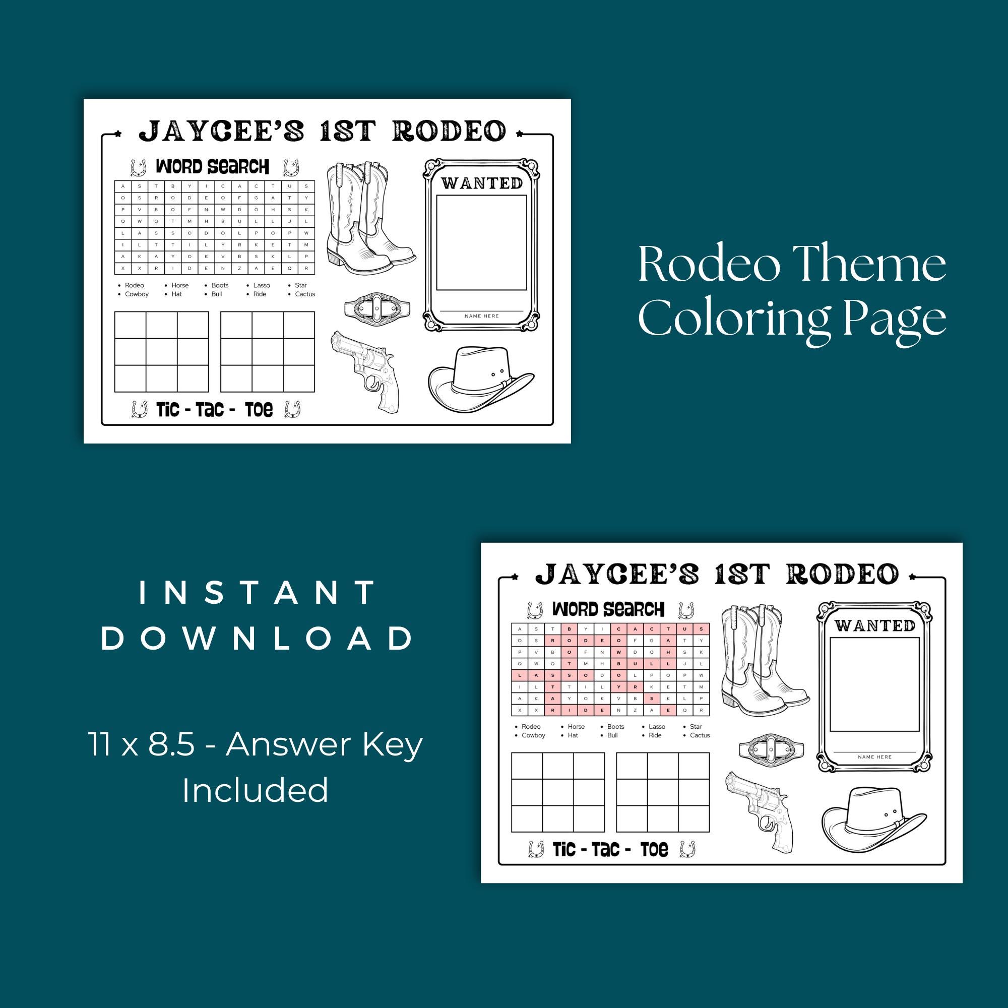 First Rodeo Birthday Coloring Page, Western Party Activity Printable ...