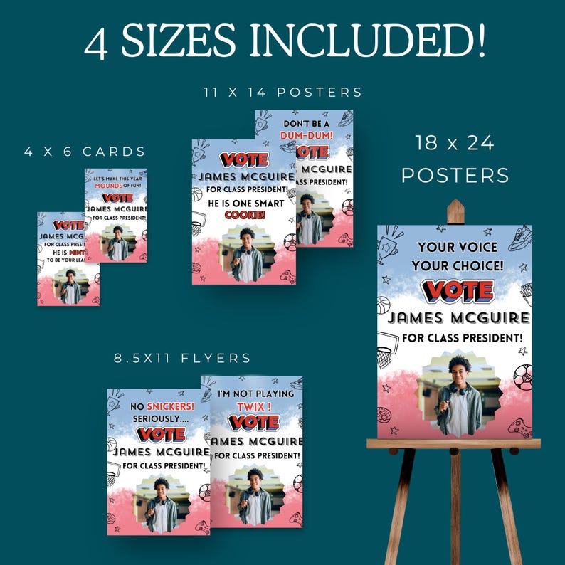 Editable Student Council Poster Boy, Class President Template, School ...