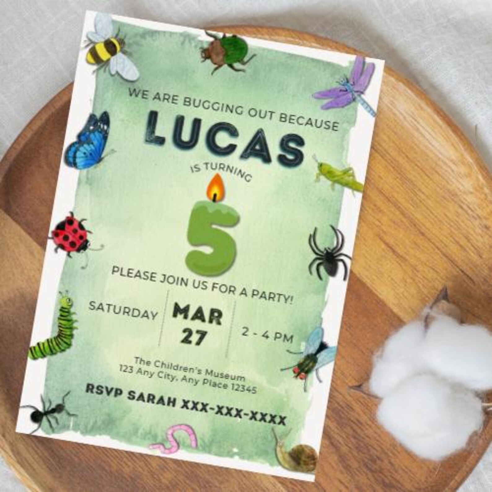 Bugs Birthday Invitation Template, Bugging Out, Printable Digital ...
