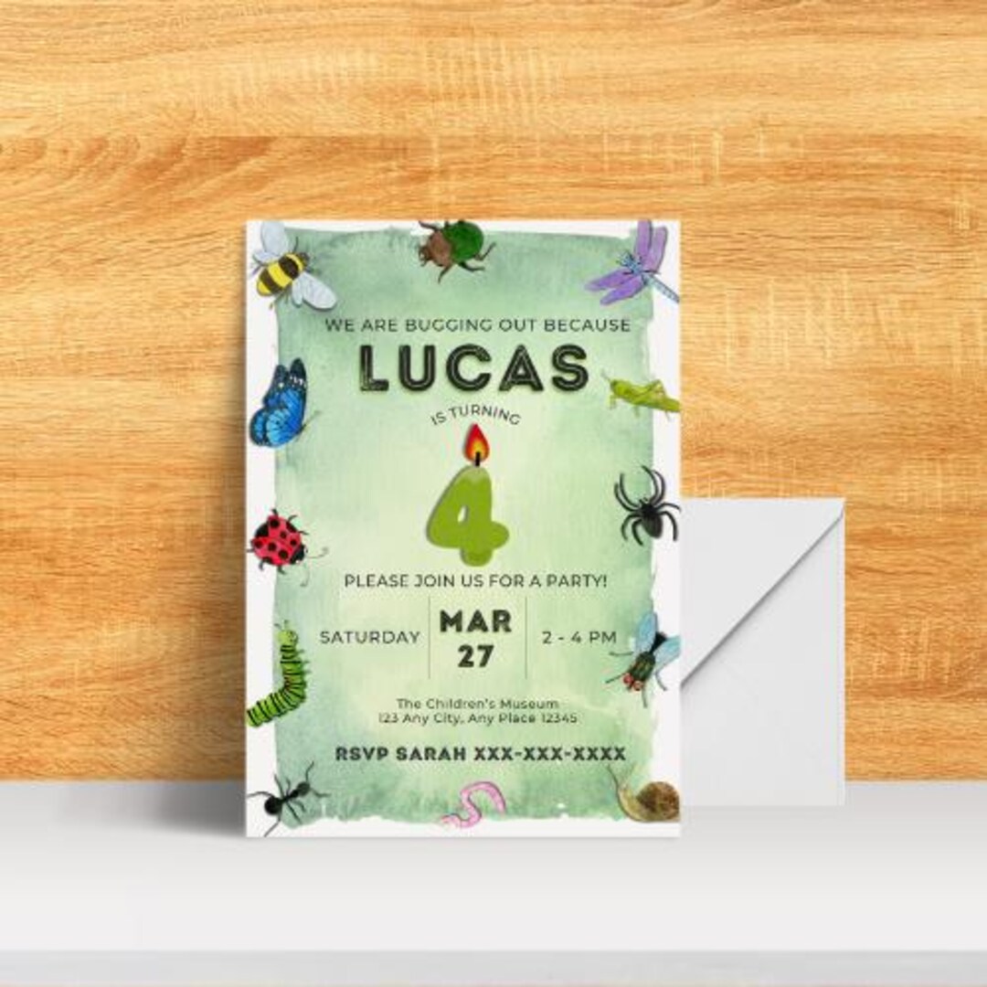 Bugs Birthday Invitation Template, Bugging Out, Printable Digital ...