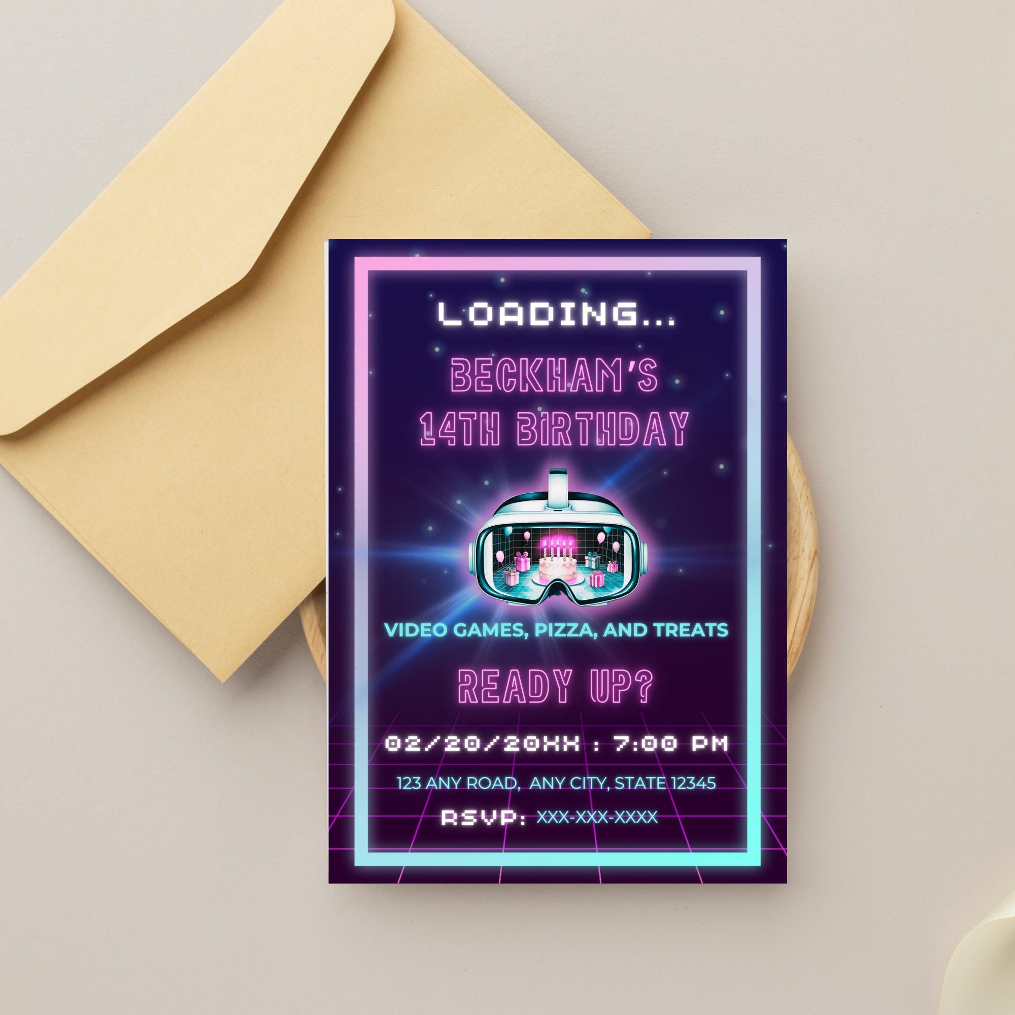Editable Gamer Birthday Invitation Template, Personalized Video Game ...