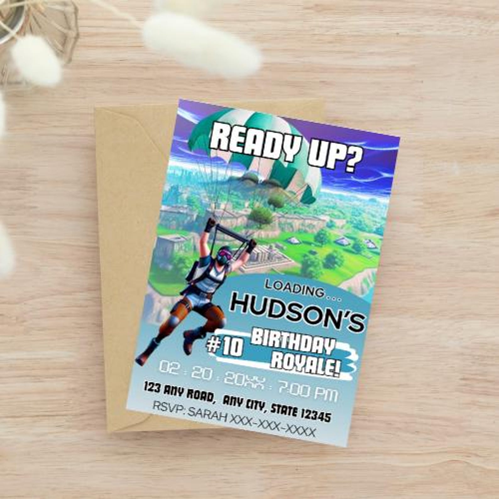 Gamer Birthday Invitation, Editable Battle Royale Party Template, Video ...