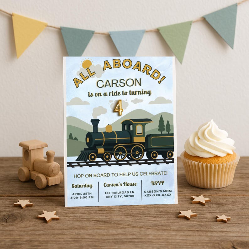 Editable Train Birthday Bundle Templates, Train Party, Birthday Train ...
