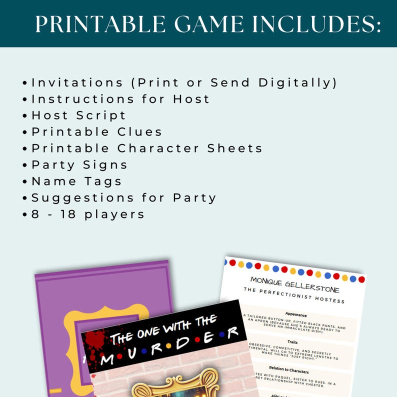 Printable Murder Mystery Party Game for Friends Additional Characters ...