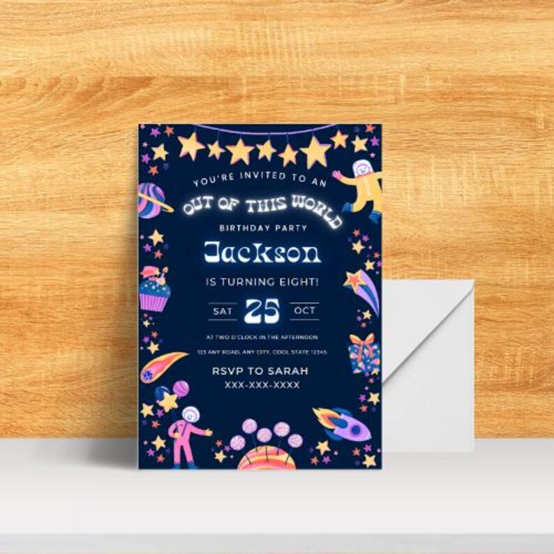 Editable Space Birthday Invitation Template, Space Party Invite ...
