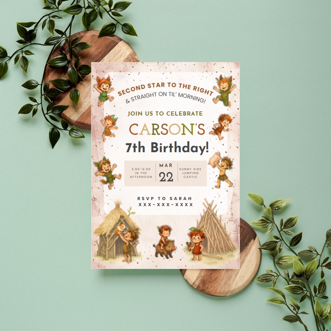 Lost Boys Birthday Invitation, Neverland Adventure Party Invite ...