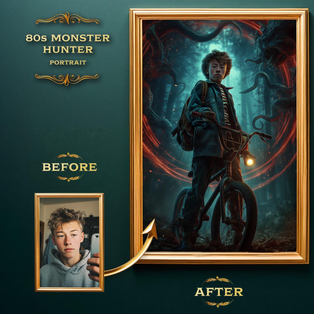 Custom 80s Monster Hunter Portrait | Supernatural Adventure Art From ...