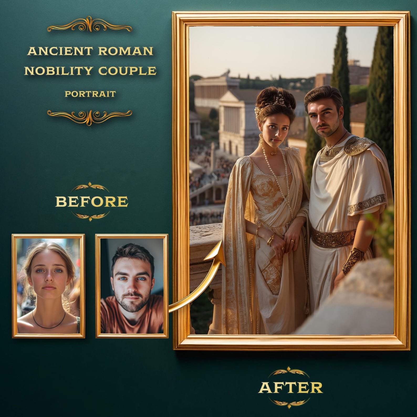 Ancient Roman Noble Couple Portrait From Photo - Unique Anniversary ...