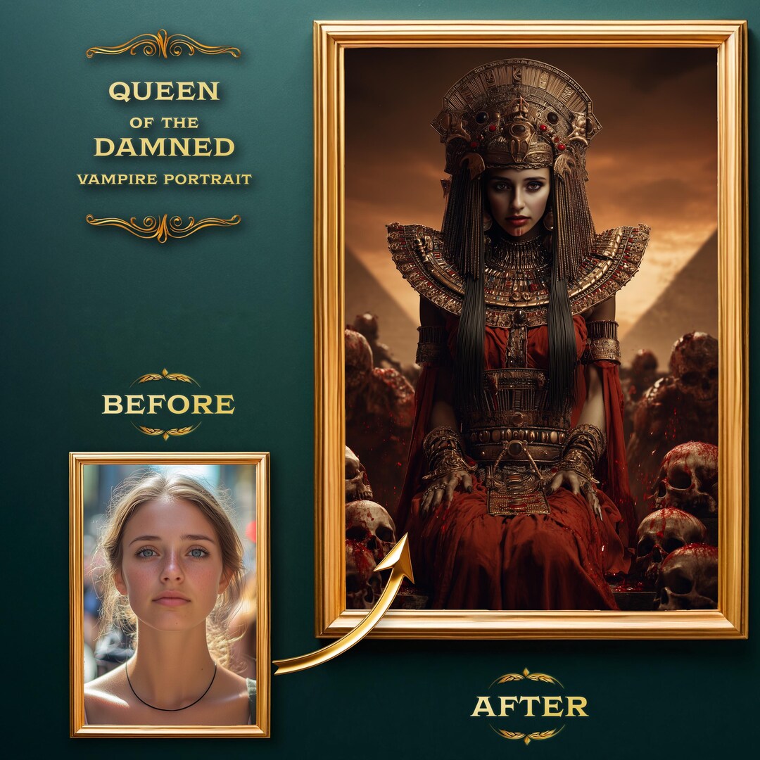 Custom Vampire Queen Portrait: Akasha Art From Your Photo (digital ...