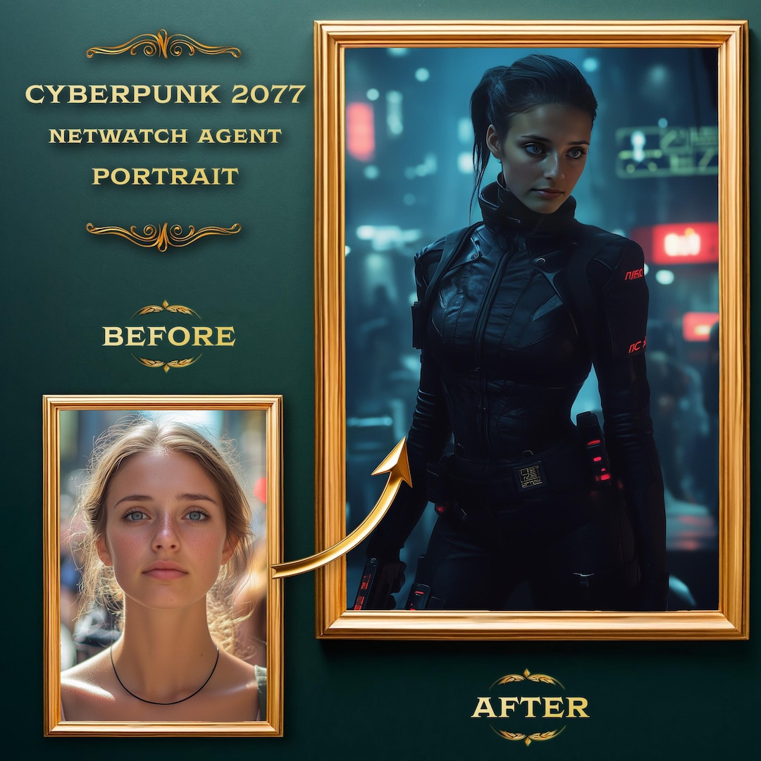 Cyberpunk 2077 Netwatch Agent Portrait From Photo, Custom Portrait for Her - Etsy