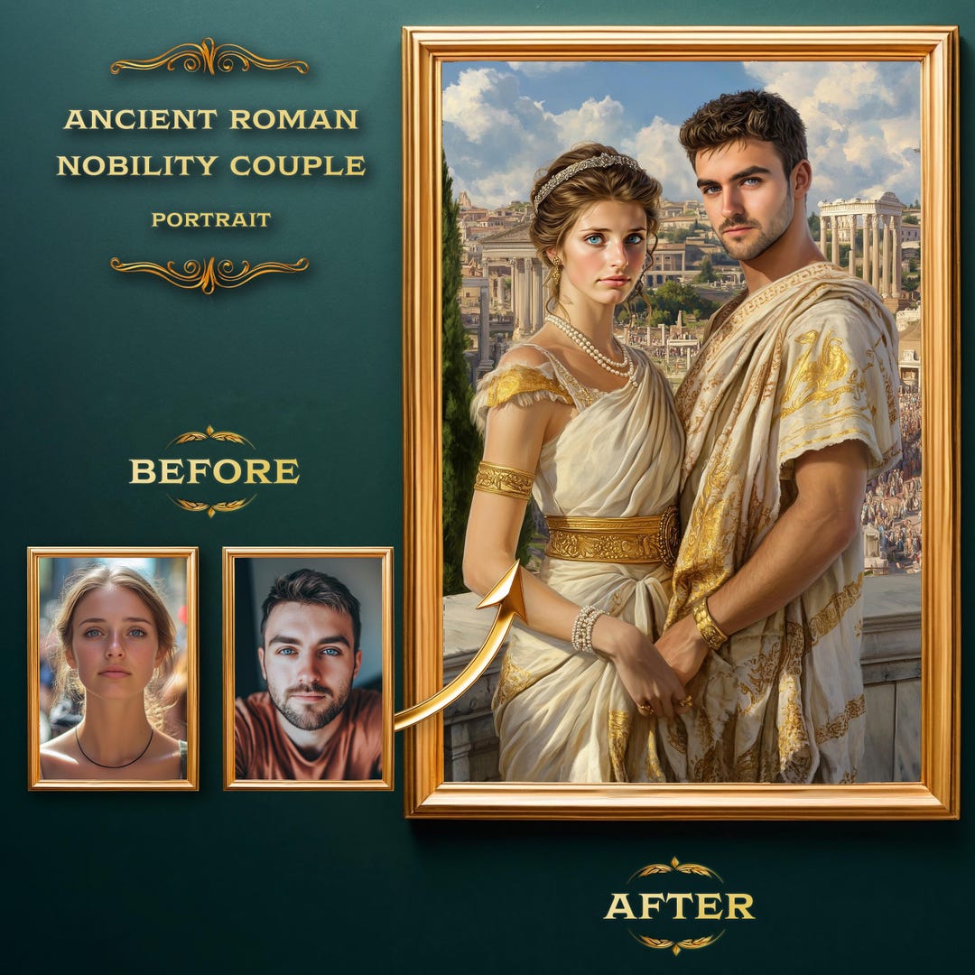 Custom Ancient Roman Nobility Couple Portrait | Personalized ...