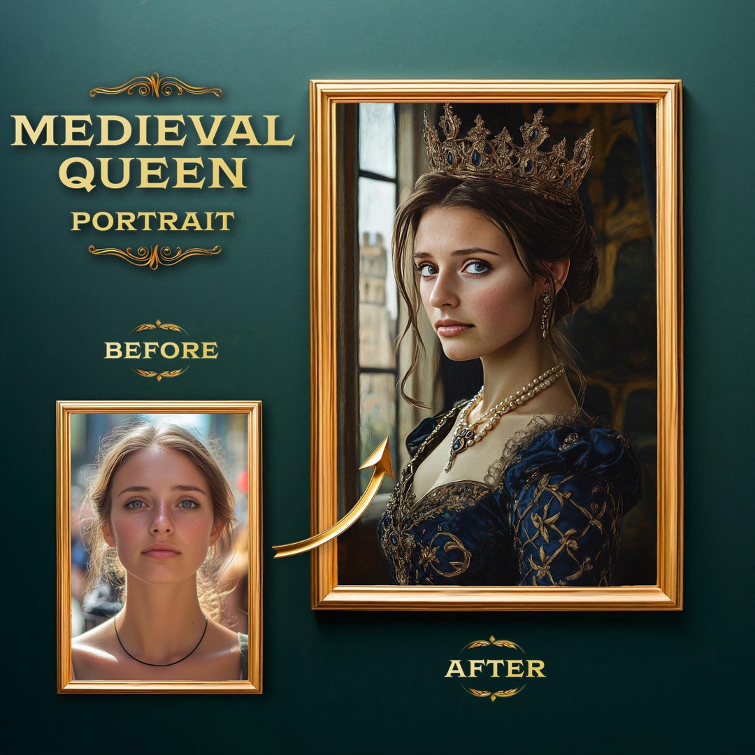 Custom Medieval Queen Portrait From Photo no.3 - Etsy