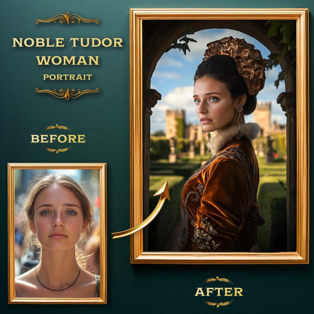 Personalized 16th Century Noble Lady Portrait: Custom Renaissance-style ...