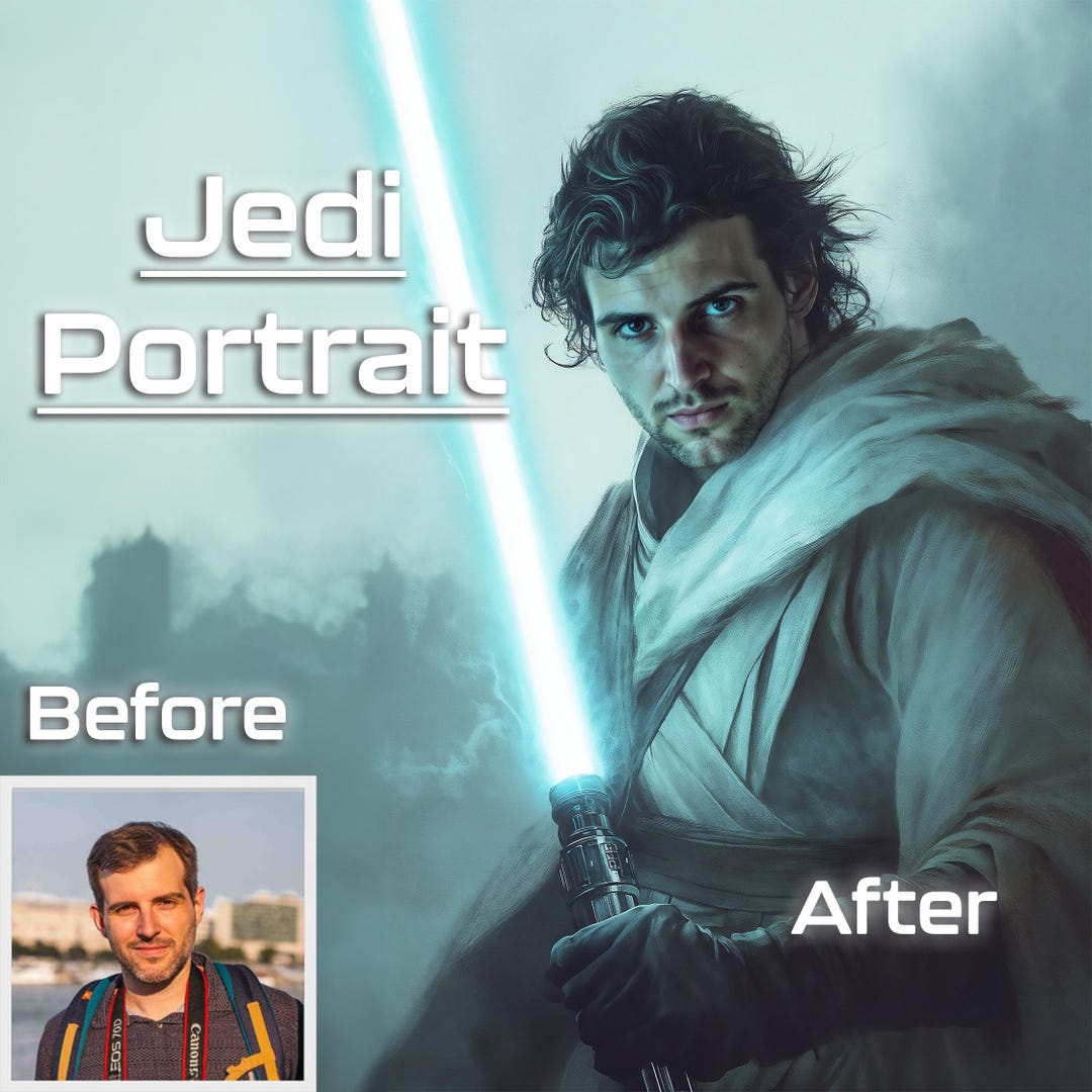 Personalized Jedi Portrait: Transform Your Photo Into a Star Wars ...