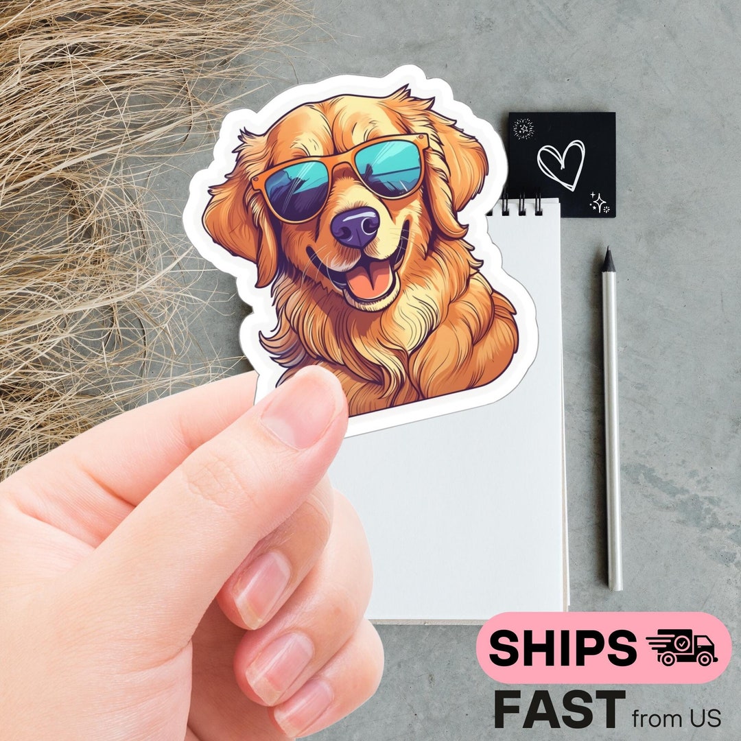 Golden Retriever Stickers, Groovy Golden Retriever Kiss-cut Stickers ...