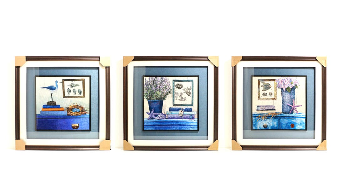 Coastal Embroidery Wall Art Set: Hand-stitched Nautical Panels ...