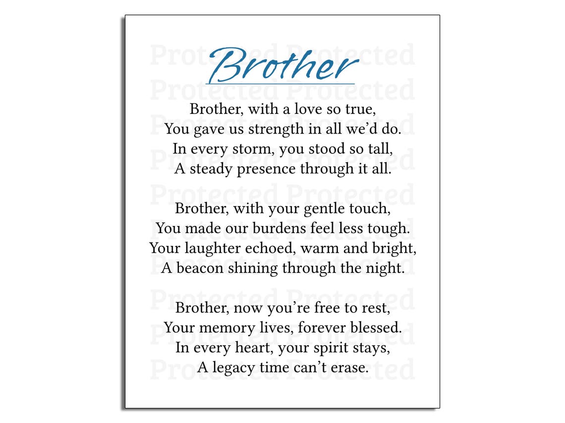 Brother Memorial Poem PNG | Brother Tribute | Remembrance | Loving ...